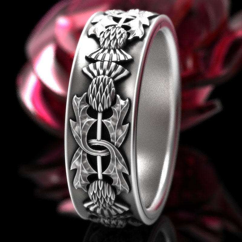 Sterling Thistle Ring, Scottish Thistle Ring, Thistle Wedding Ring ...