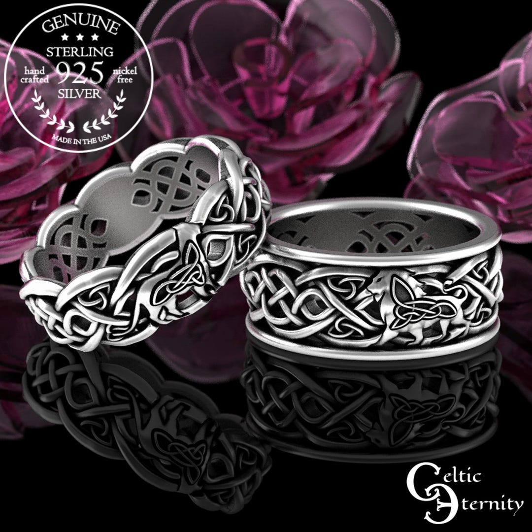 Matching Lion Lioness Ring Set, Sterling His Hers Wedding Ring Set ...