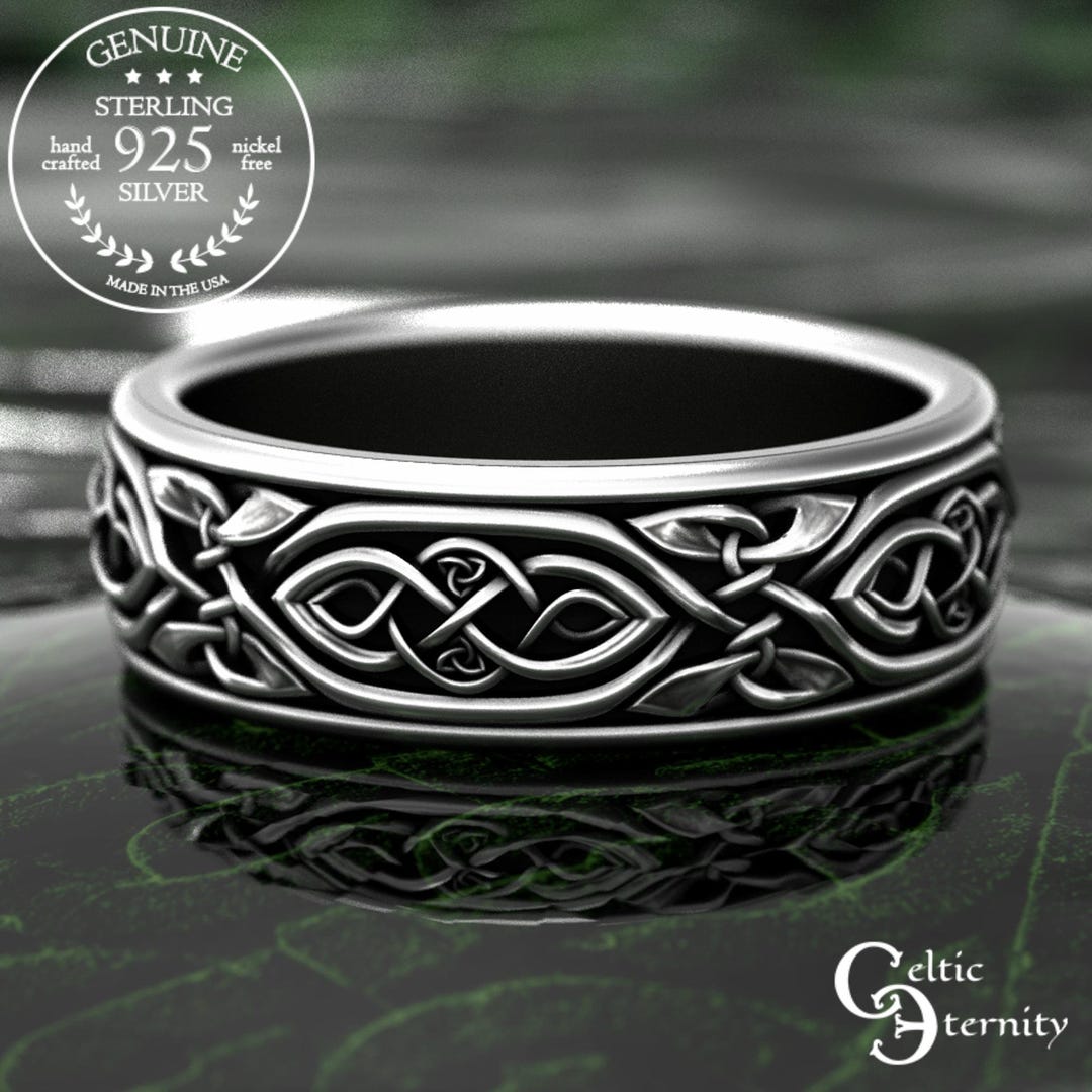 Mens Silver Infinity Welsh Knotwork Ring, Sterling Scottish Groom ...