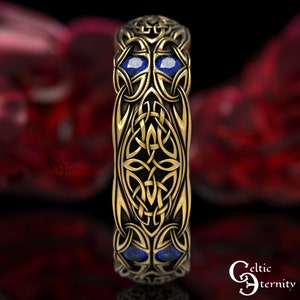 Gold Wedding Band With Sapphires, Infinity Wedding Ring, Celtic Wedding ...