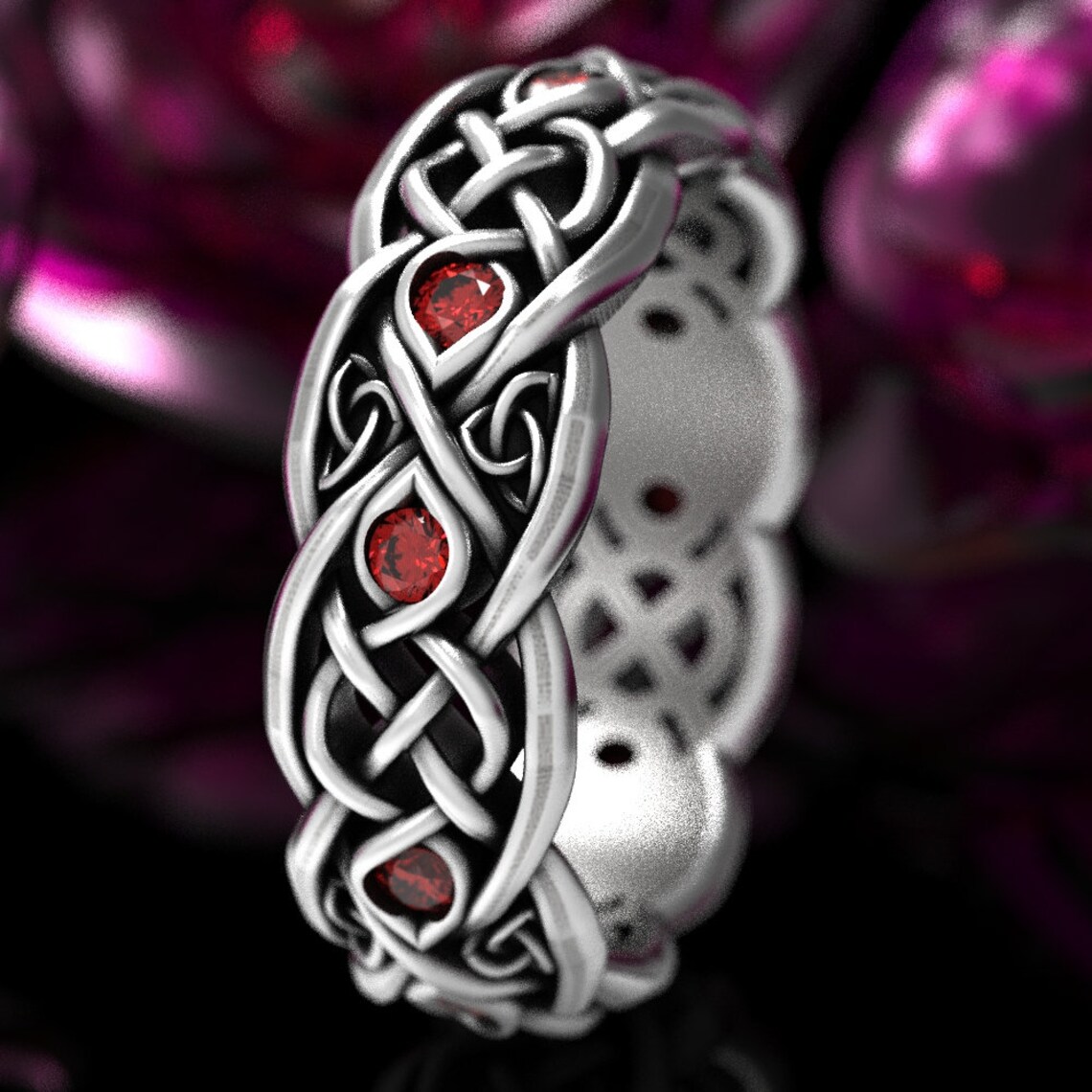 Infinity Wedding Ring Set Matching Ruby Wedding Rings - Etsy