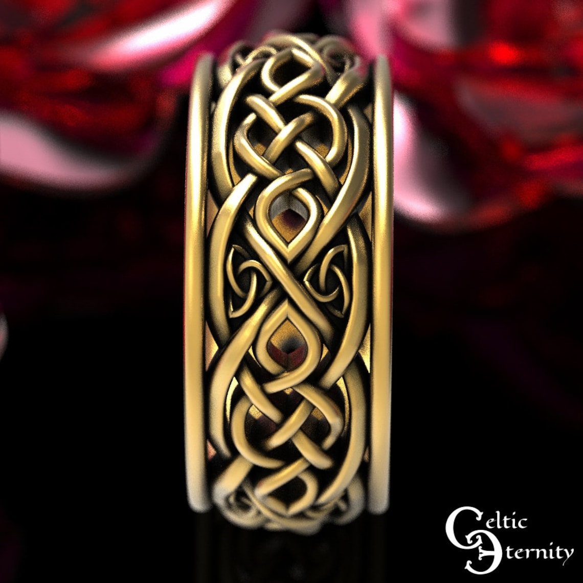 Gold Mens Infinity Ring, Mens Gold Wedding Ring, Mens Celtic Gold Ring ...