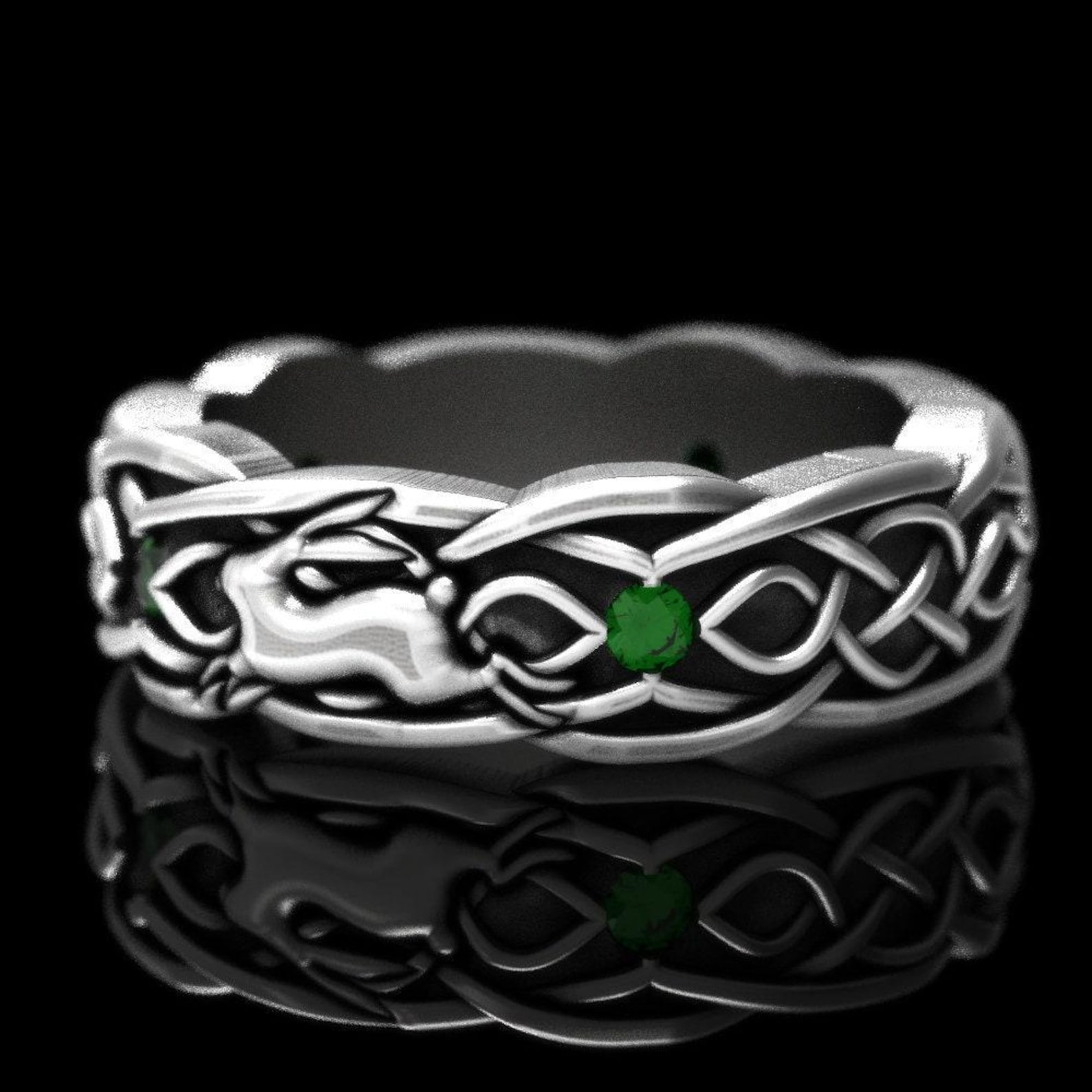 Celtic Hare Ring, Sterling Silver Rabbit Ring, Celtic Wedding Band ...