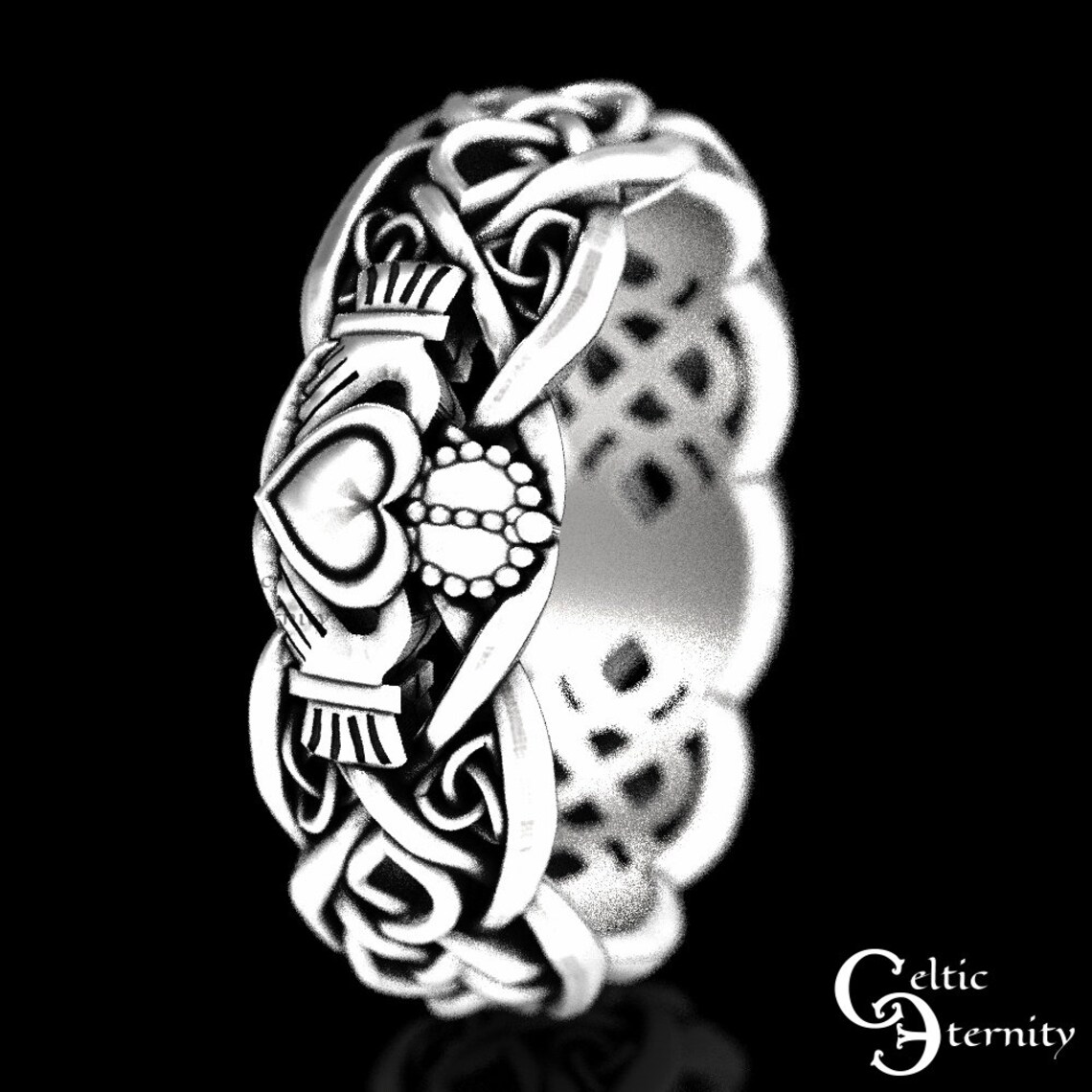 Sterling Silver Claddagh Ring Modern Claddagh Wedding Ring | Etsy