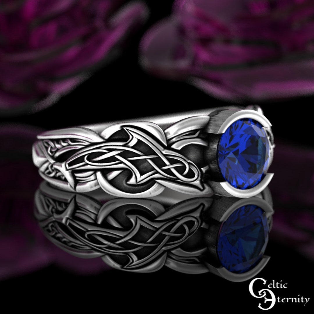 Sapphire Dolphin Solitaire Ring, Sterling Silver Porpoise Engagement ...