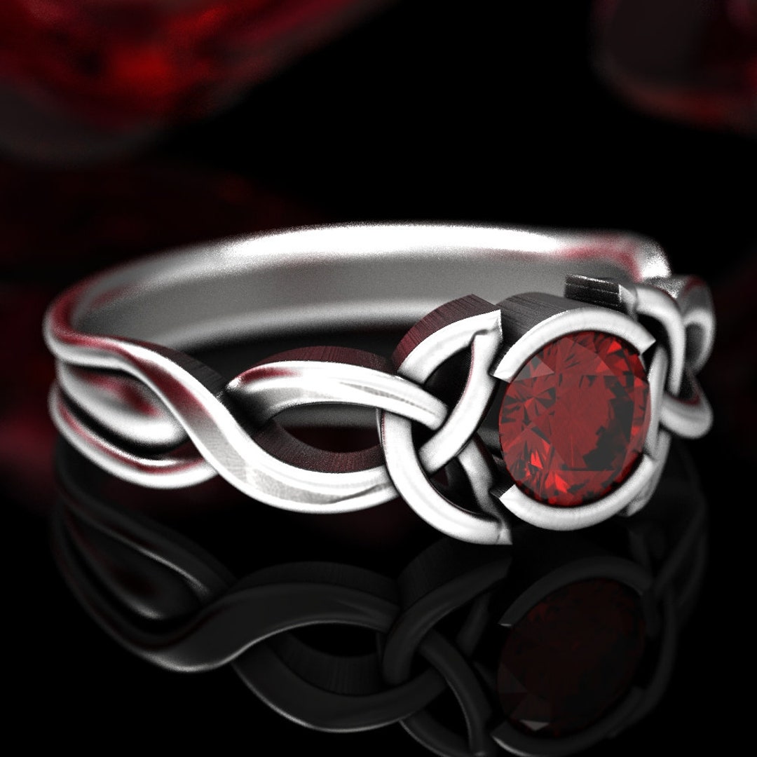 Celtic Ruby Engagement Ring With Trinity Knot Design in Sterling Silver ...