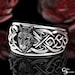 Mens Viking Wolf Knotwork Ring, Sterling Wolf Herald Ring, Silver Scottish Wolf Wedding Ring ...