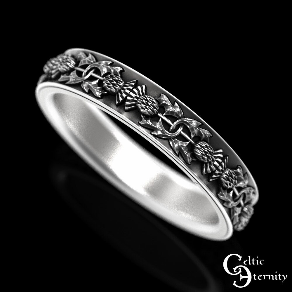 Sterling Silver Thistle Wedding Ring, Womens Thistle Wedding Ring ...