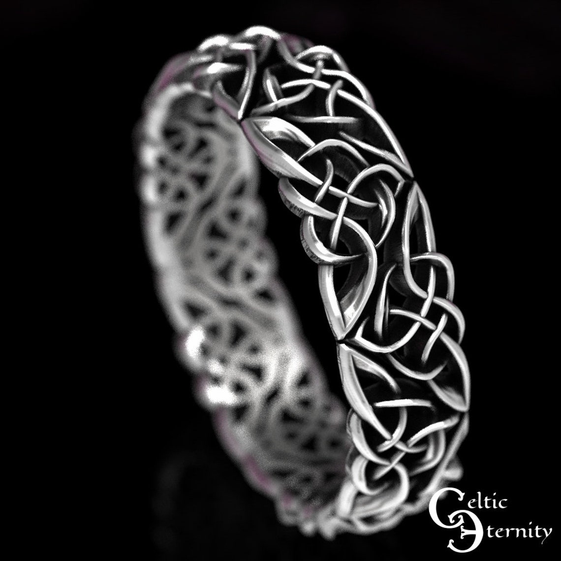 Sterling Celtic Wedding Band Love Heart Wedding Ring Elf - Etsy