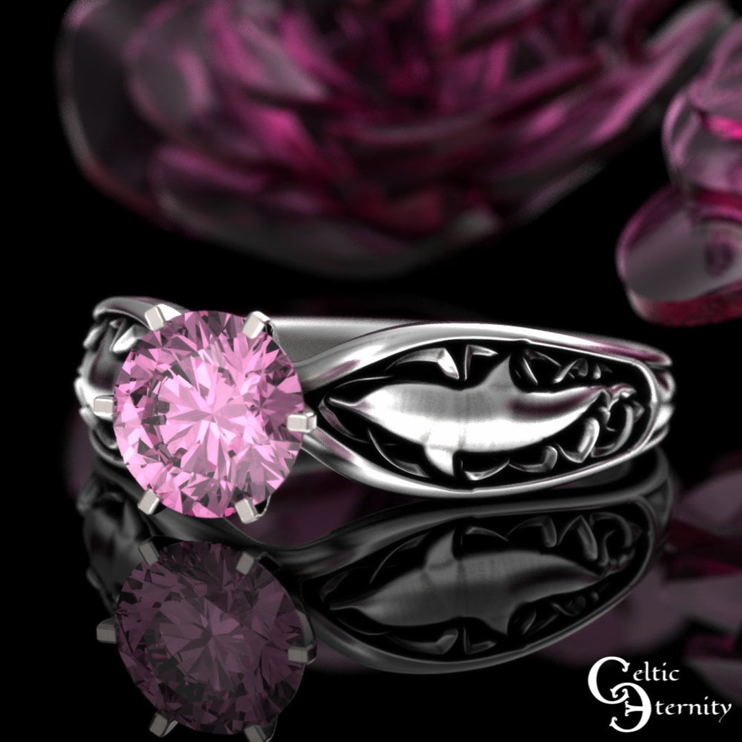 Pink Sapphire Dolphin Engagement Ring Sterling Silver Dolphin - Etsy