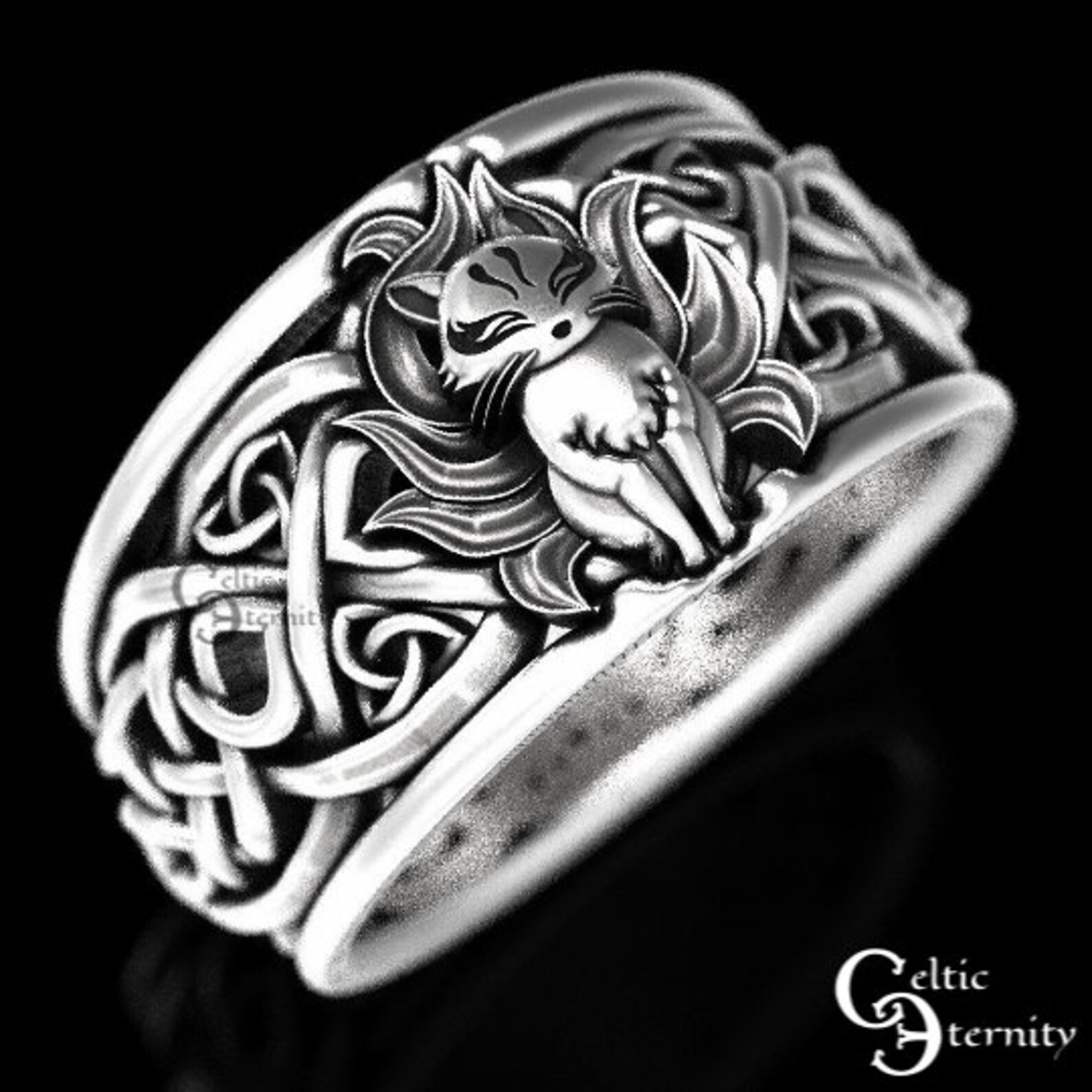 Kitsune Fox Celtic Ring Kitsune Ring Sterling Silver Fox - Etsy