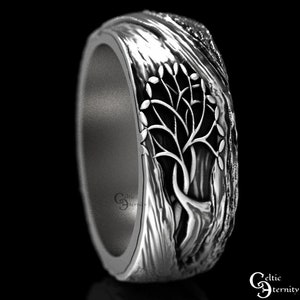 Sterling Matching Tree of Life Wedding Ring Set, Couples Nature ...