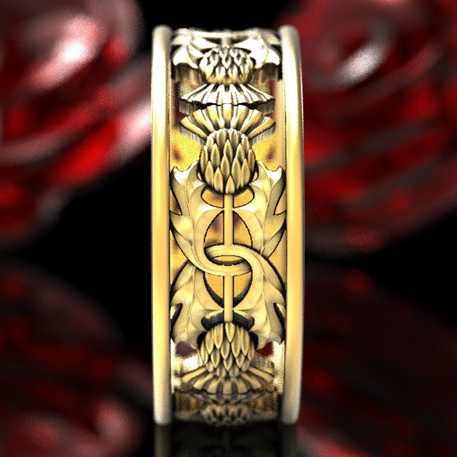 Gold Thistle Ring Scottish Thistle Ring in Gold or Platinum - Etsy