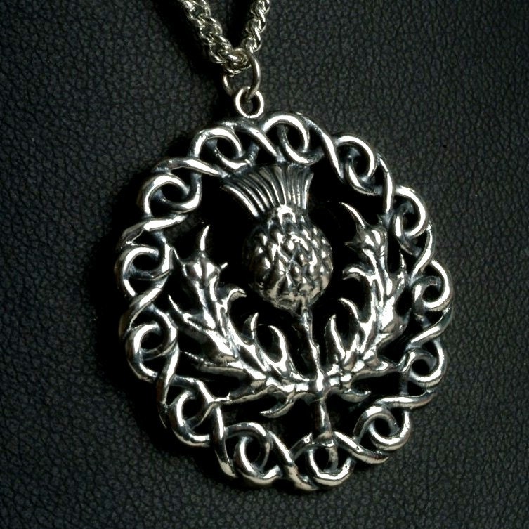 Scottish Thistle Pendant Necklace, Outlander Necklace, Sterling Thistle ...