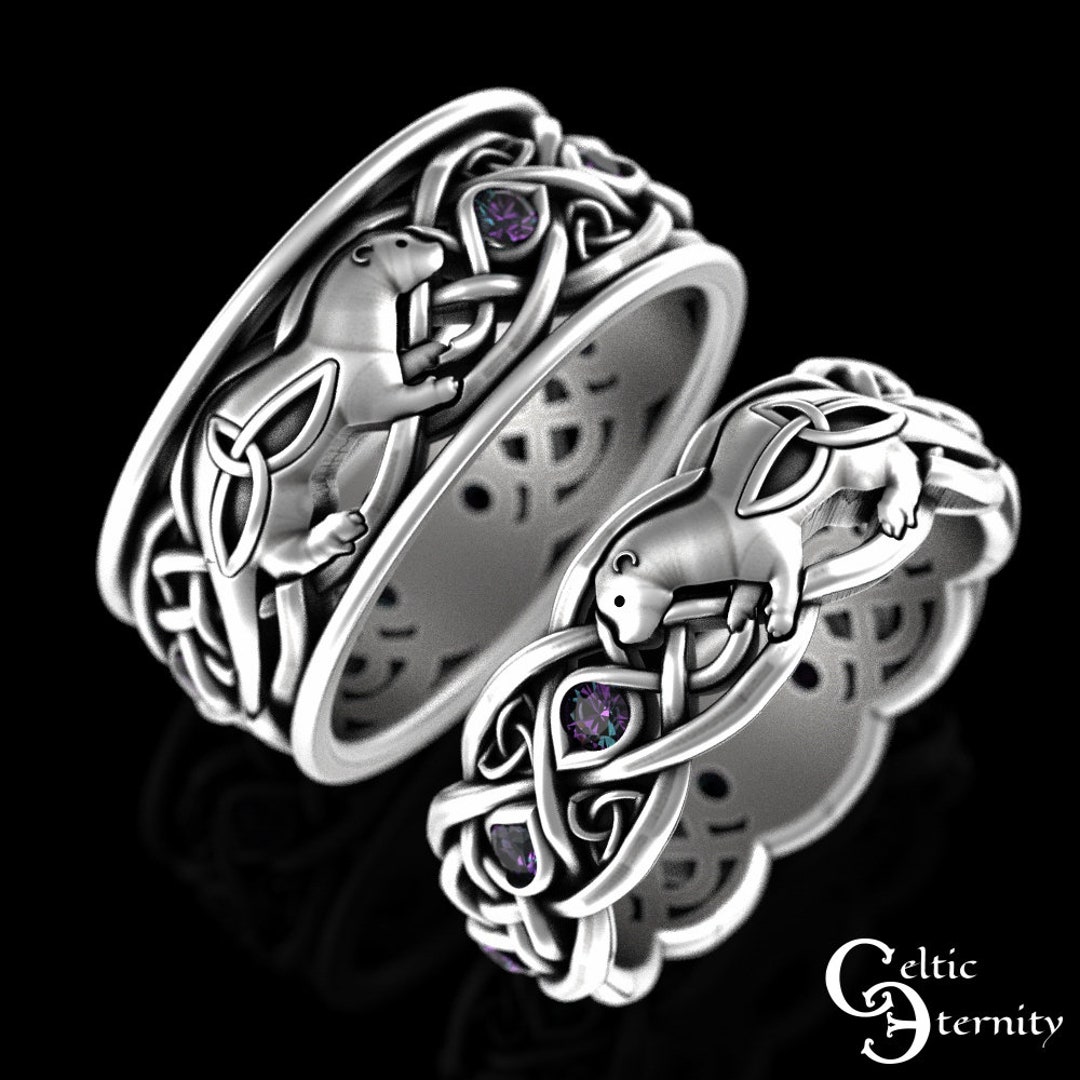 Matching Alexandrite Otter Rings, Sterling Otter Wedding Rings ...