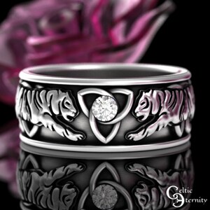 Mens Gold Tiger Ring, 10K Gold Tiger Wedding Band, 14K Mens Wedding ...