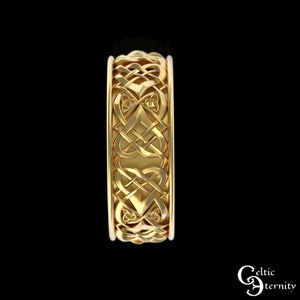 Mens Celtic Woven Ring, Gold or White Gold Celtic Wedding Ring, Mens Gold Wedding Band, Mens ...