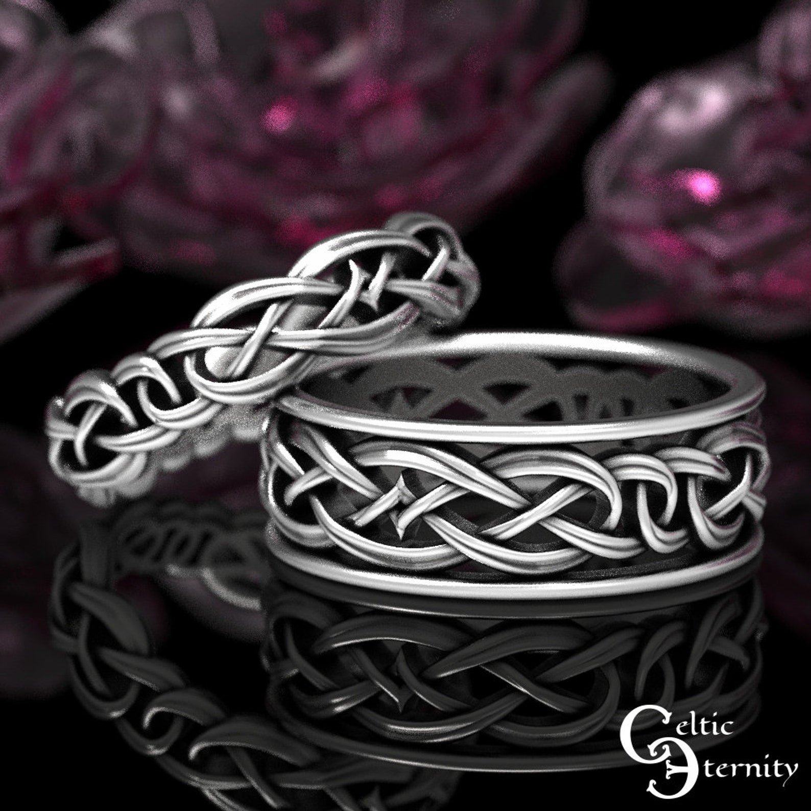 Matching Celtic Wedding Bands Sterling Celtic Ring Set - Etsy