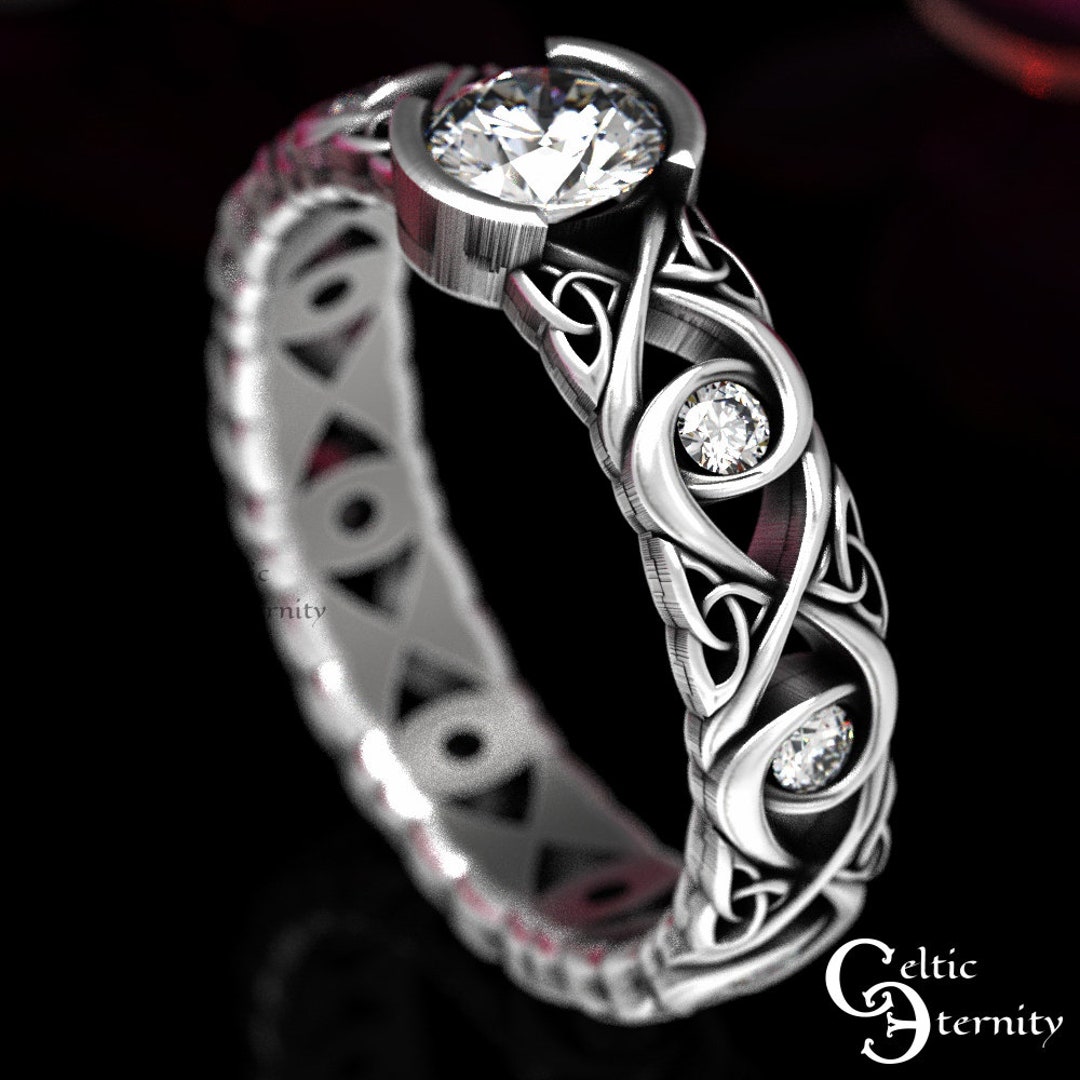 Celtic Engagement Ring With Moissanite, Sterling Silver Infinity ...