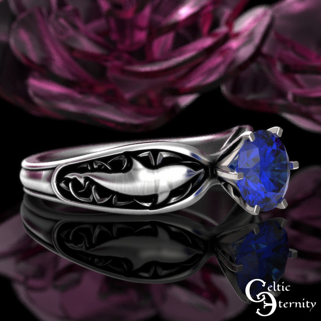 Sterling Dolphin Engagement Ring, Sapphire Celtic Dolphin Wedding Ring ...