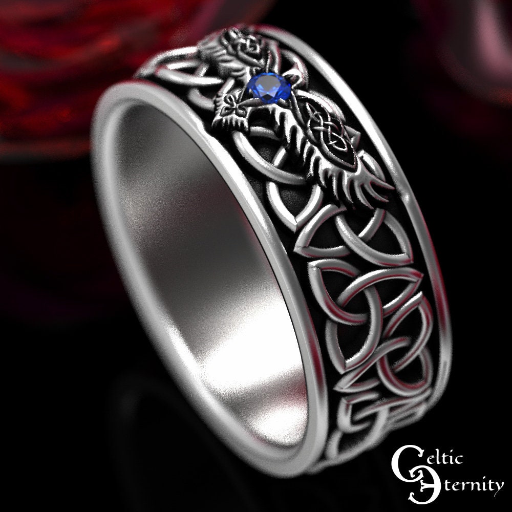Mens Raven Ring, Sterling Celtic Raven Ring, Silver Mens Celtic Ring ...