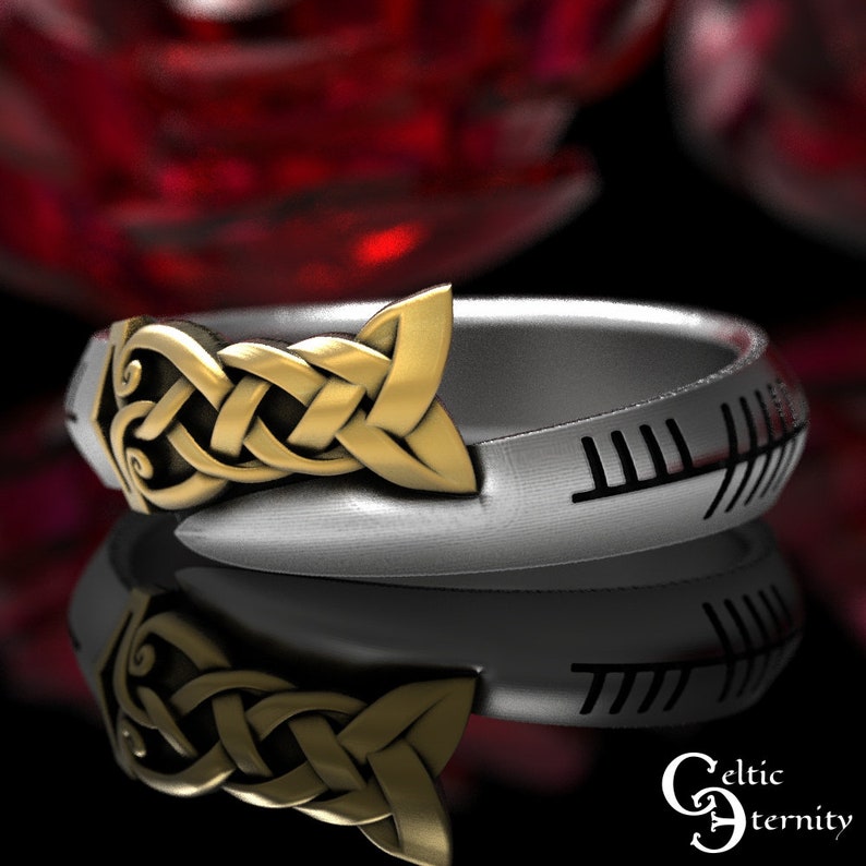 Sterling 10K Gold Ogham Ring 2tone Irish Wedding Ring - Etsy