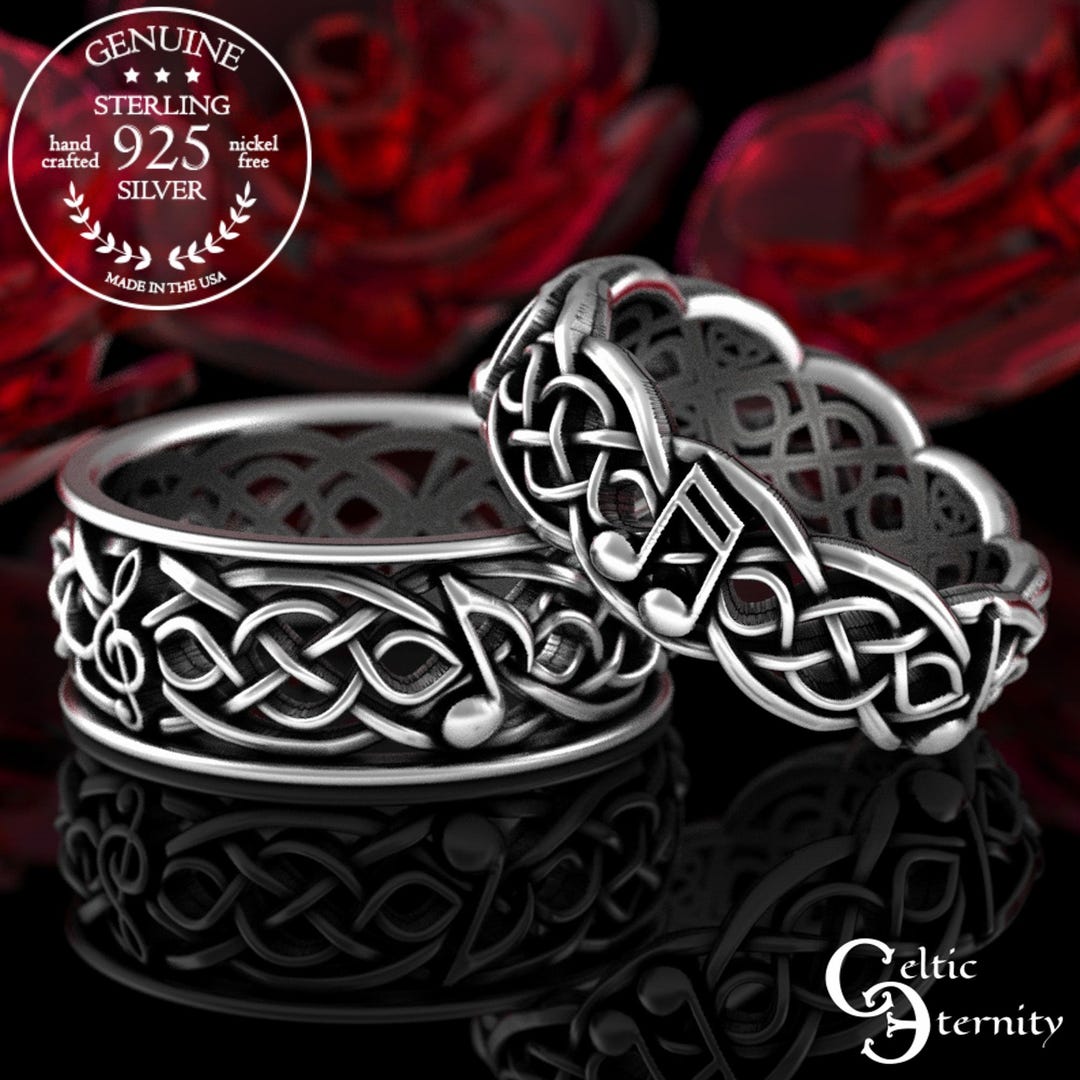 Matching Musical Ring Set, Sterling Silver Matching Music Rings ...