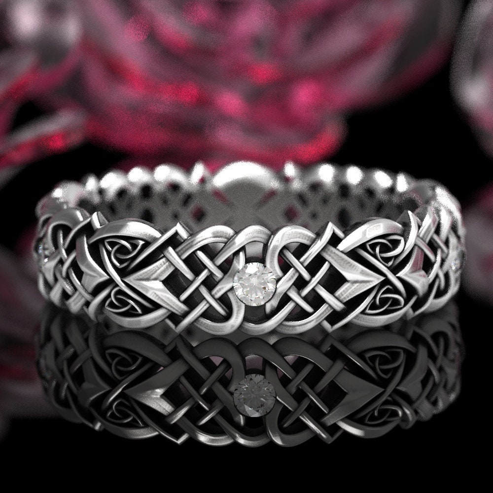 Celtic Knot Moissanite Wedding Ring Set. Matching Celtic Heart Knot ... Celtic Knot Moissanite Wedding Ring Set. Matching Celtic Heart Knot ...