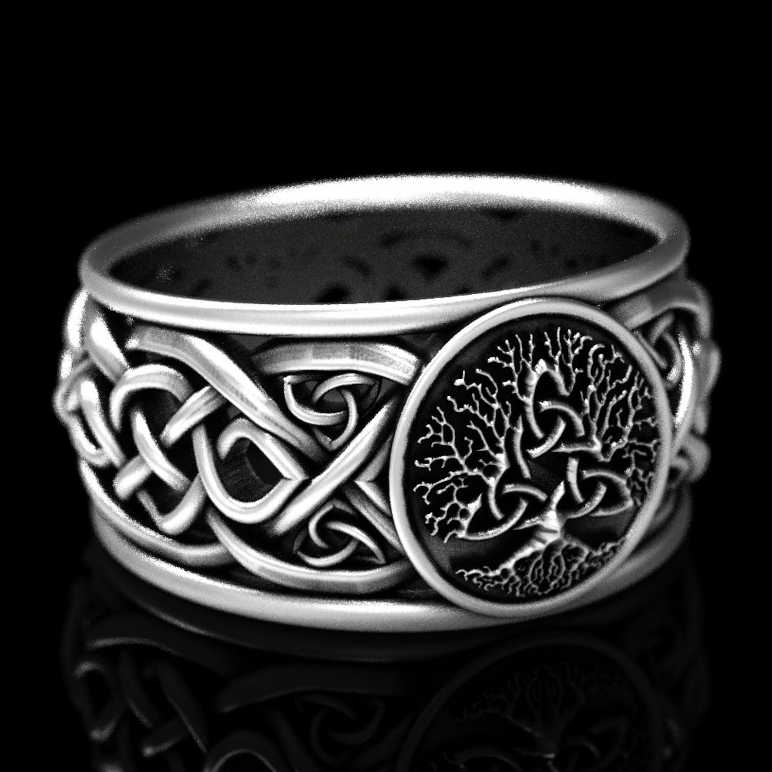 Celtic Tree of Life Ring Trinity Knot Tree Ring Mens Wedding - Etsy