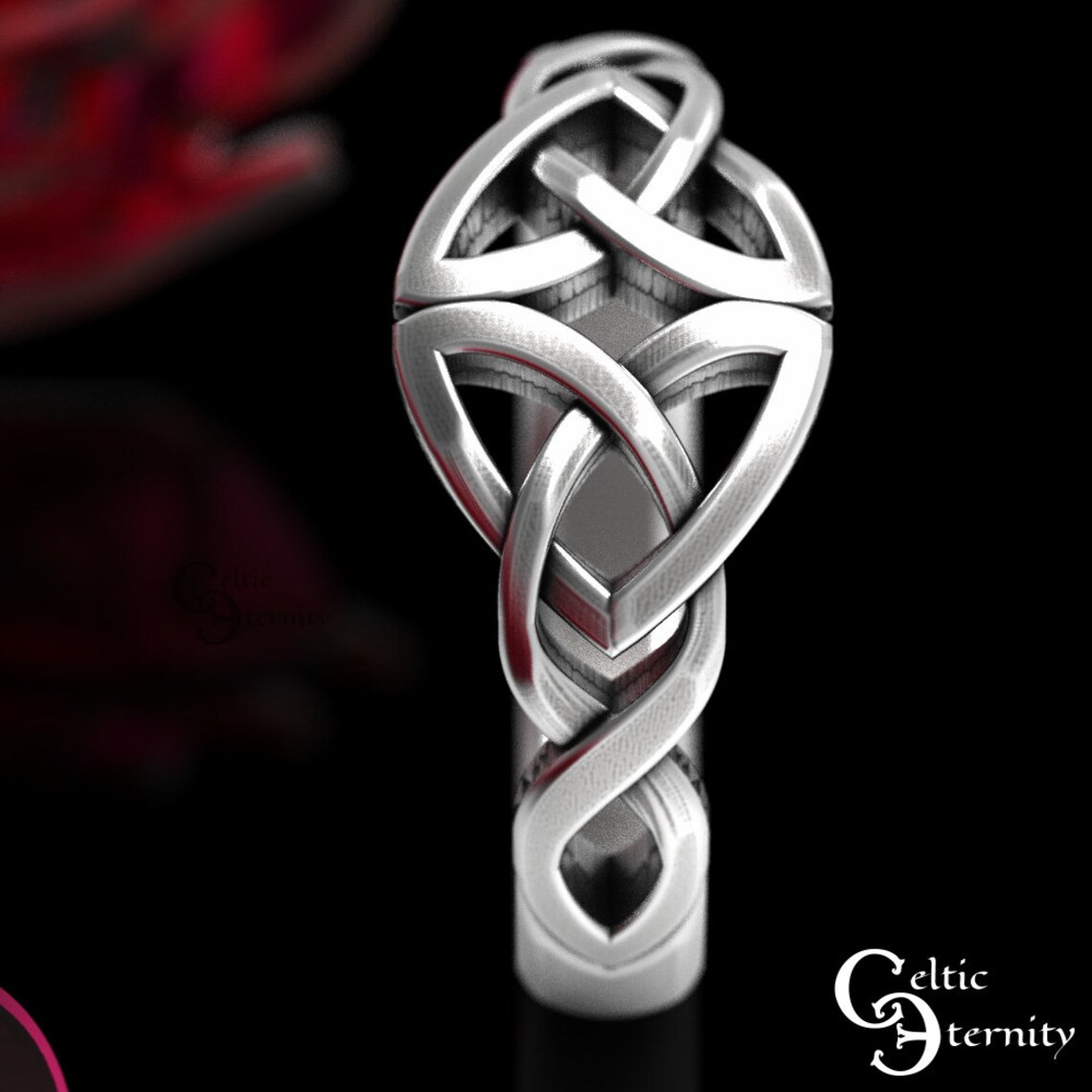 Sterling Trinity Heart Ring Signet Heart Knot Celtic Heart | Etsy