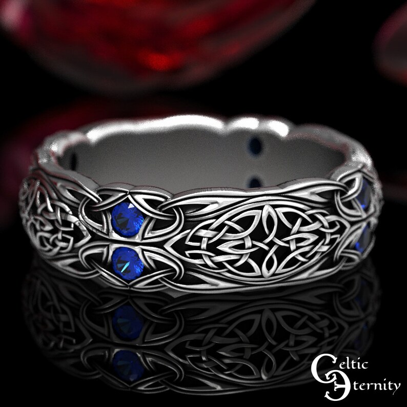 Gold Wedding Band With Sapphires Infinity Wedding Ring - Etsy