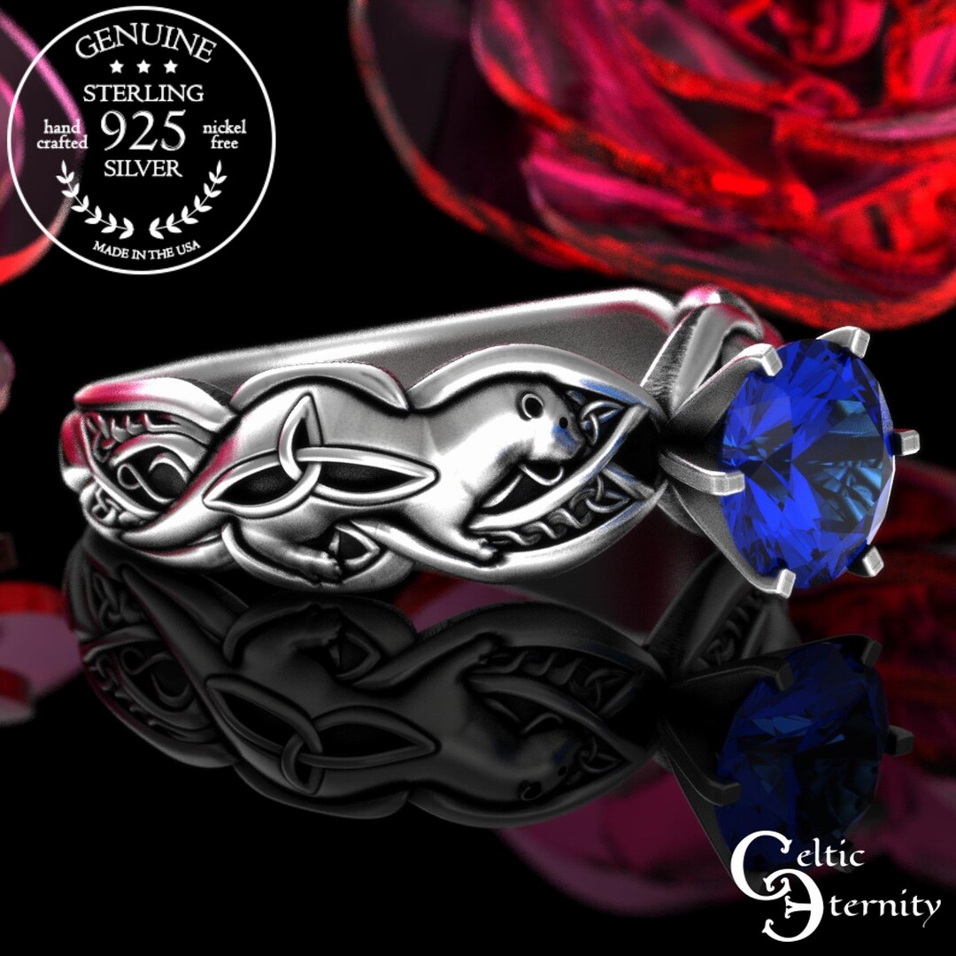 Sterling Silver River Otter Solitaire Engagement Ring, Gemstone ...