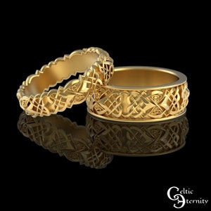 Mens Celtic Woven Ring, Gold or White Gold Celtic Wedding Ring, Mens Gold Wedding Band, Mens ...