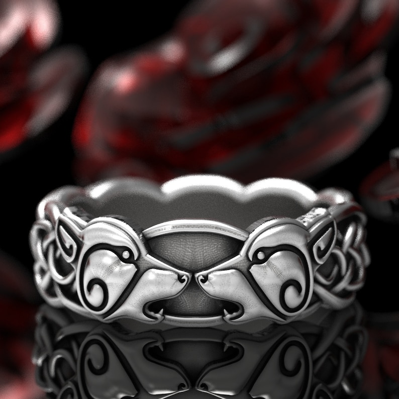 Wolf Wedding Ring Set Celtic Wolf Ring Set Mens Wedding - Etsy