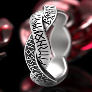Sterling Silver Nordic Rune Ring, Rune Wedding Band, Magical Jewelry ...