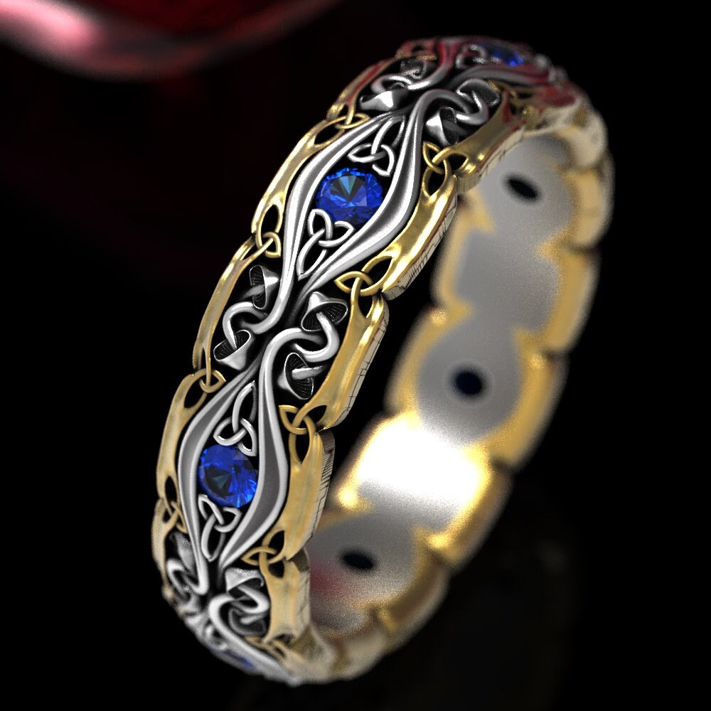 2-Tone Mushroom Ring, Sapphire Silver and Gold, Mushroom Ring, Gold ...
