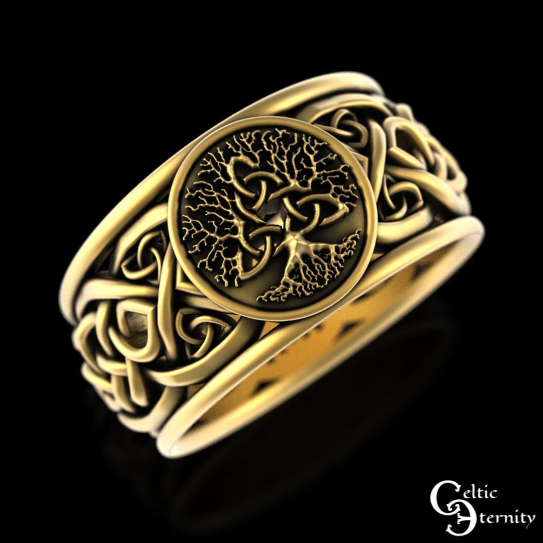 Gold Tree of Life Ring, 10K White Gold Tree Ring, Platinum Tree of Life ...