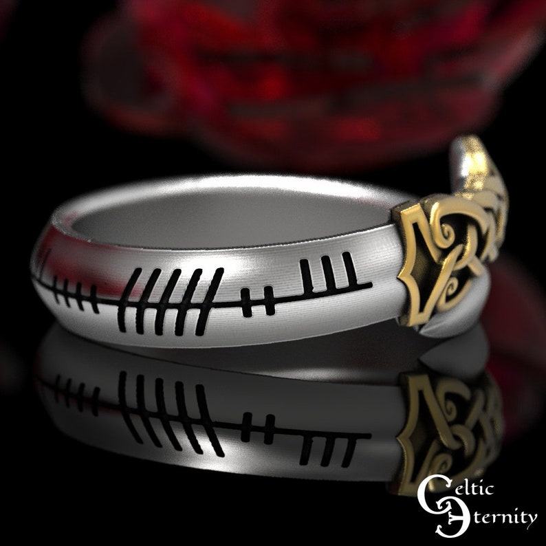 Sterling 10K Gold Ogham Ring 2tone Irish Wedding Ring - Etsy