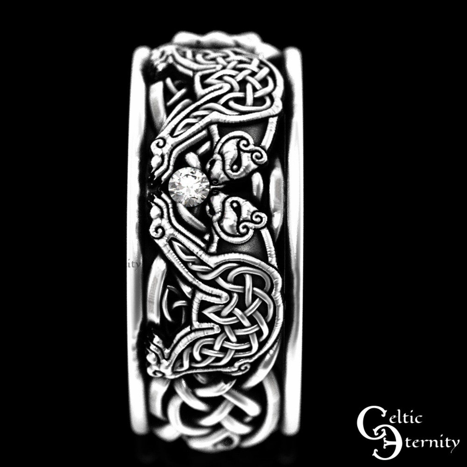 Twin Bears Celtic Wedding Ring Gold Bear Ring Celtic Bear | Etsy