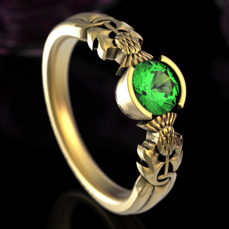 Emerald Thistle Engagement Ring Gold Thistle Ring Gold - Etsy