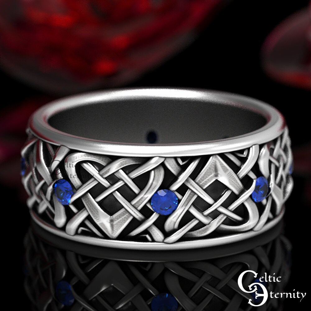 Passende keltische Eheringe Sterling Silber & Saphir Eheringe | Etsy