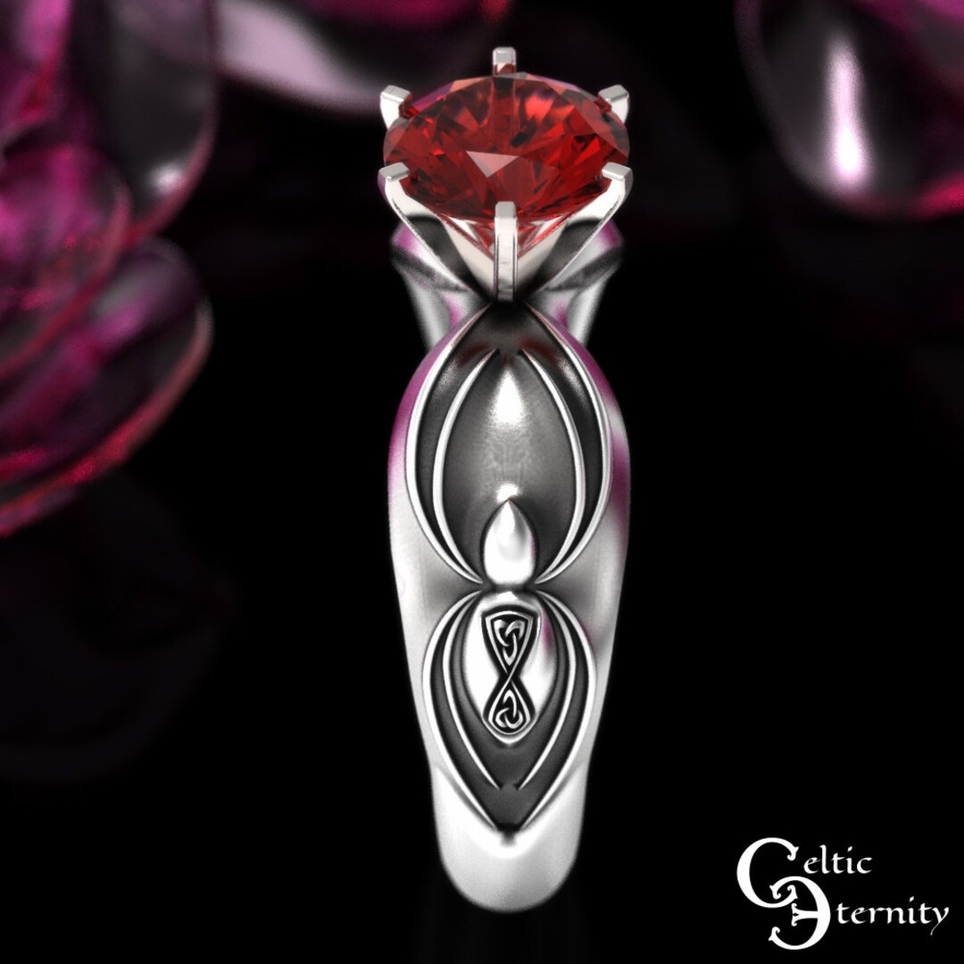 Sterling Spider Engagement Ring, Ruby Spider Ring, Celtic Spider ...