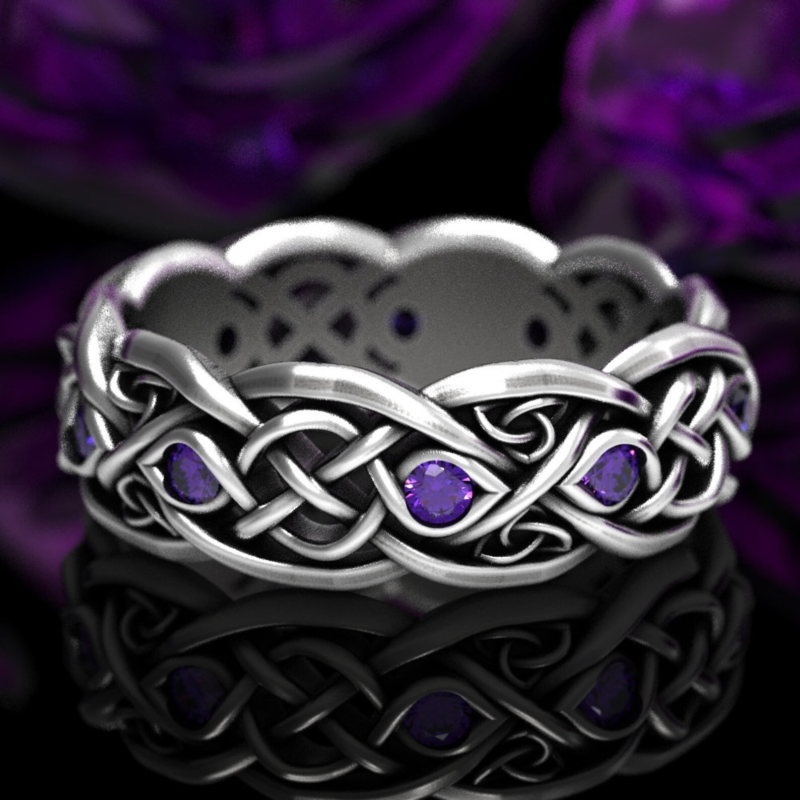 Infinity Amethyst Wedding Band Sterling Silver Celtic Knot - Etsy