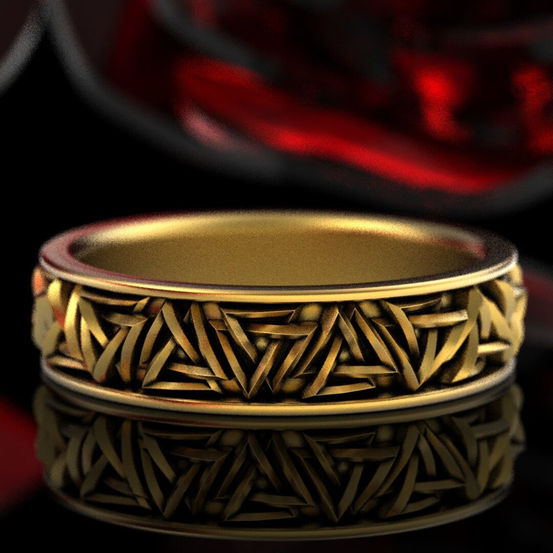 Gold Valknut Knot Ring, Viking Rune Ring, Odin Rune Jewelry, Gold Norse ...