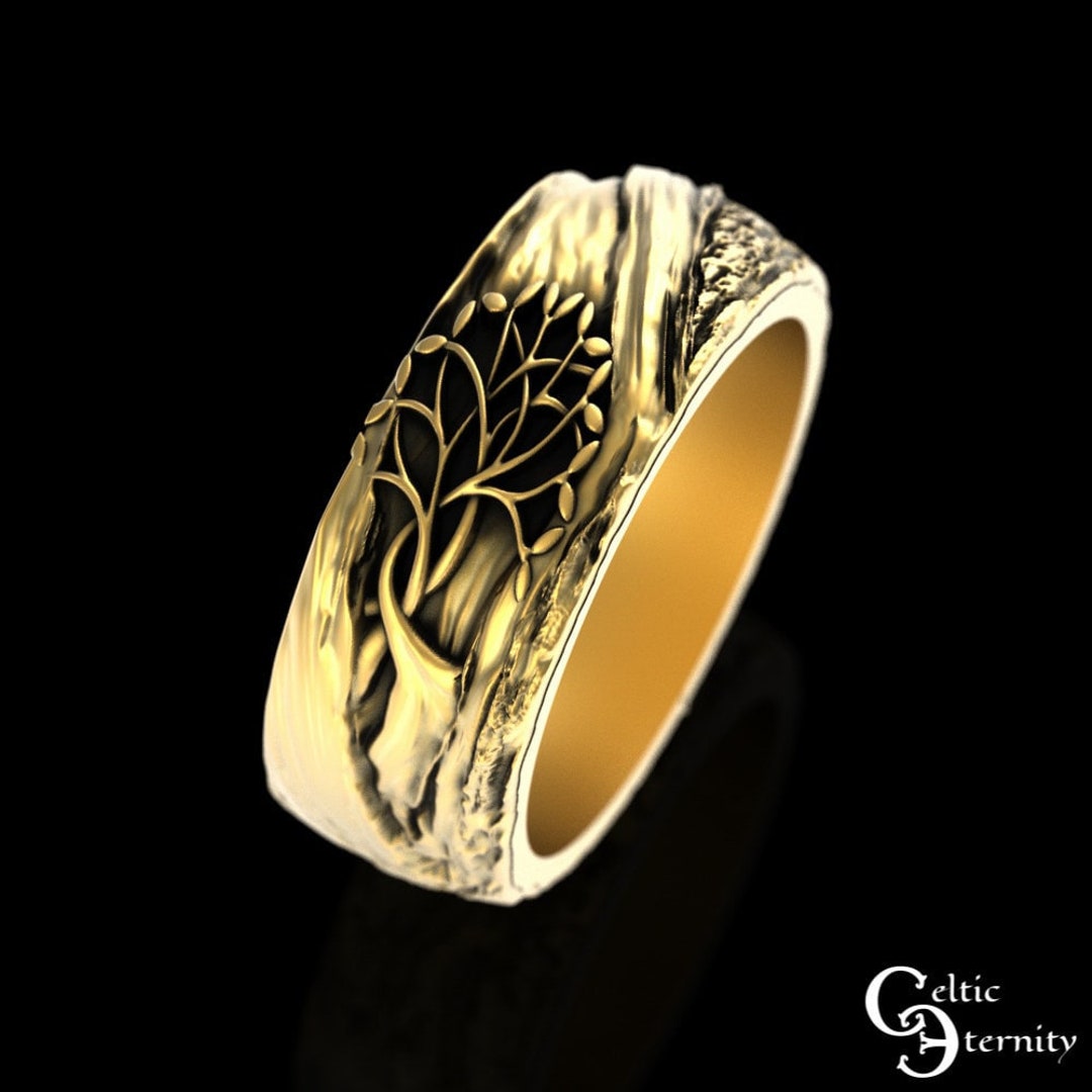 10K Gold Tree of Life Ring, 14K 18K Tree Ring, Tree of Life Wedding ...