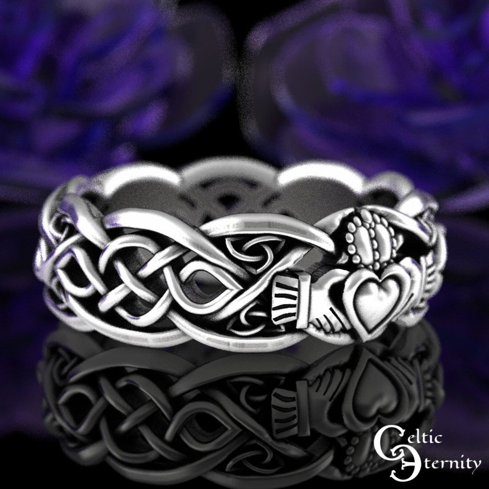 Sterling Silver Claddagh Ring Modern Claddagh Wedding Ring - Etsy