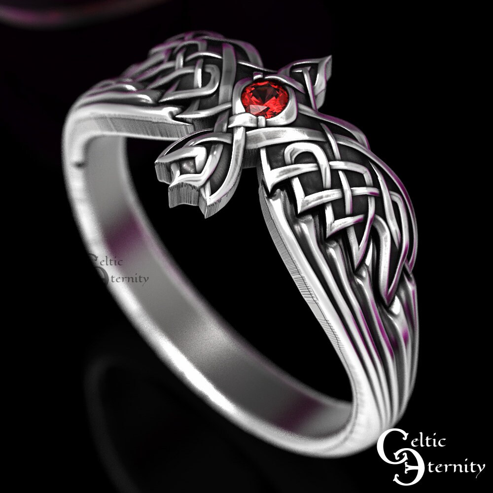 Sterling Silver Raven Ring, Ruby Wedding Ring, Raven Jewelry, Ruby ...