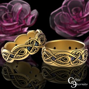 Sterling His & Hers Matching Ring Set, Alexandrite Celtic Ring Set ...