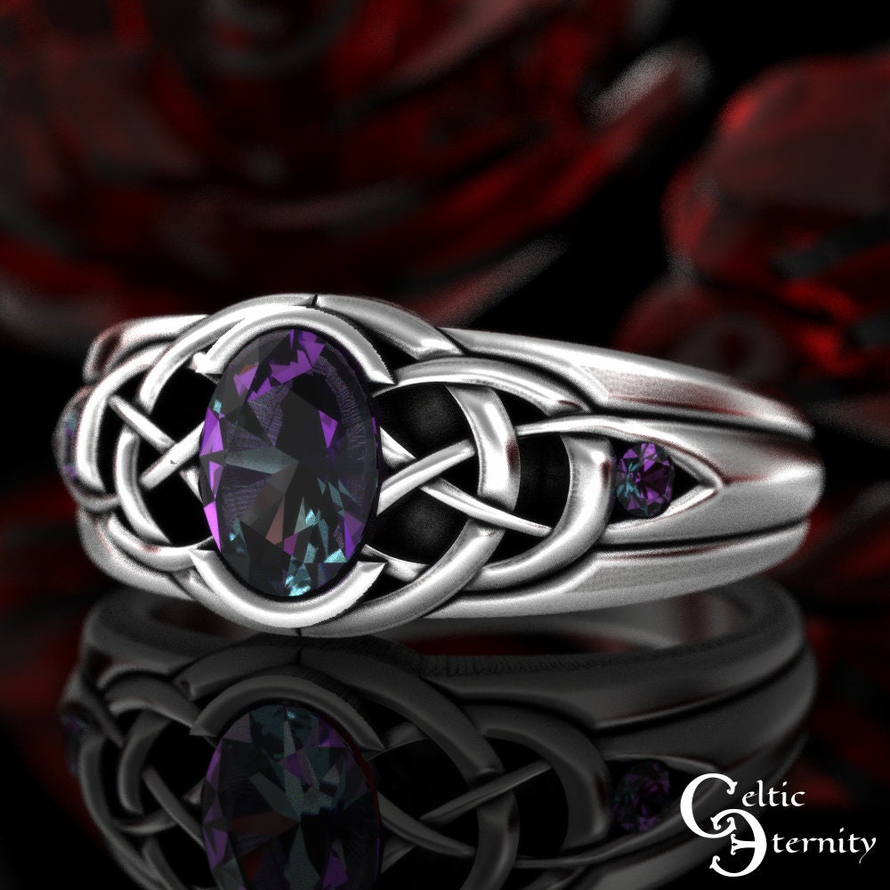 Alexandrite Statement Ring, Sterling Alexandrite Wedding Ring, Oval ...