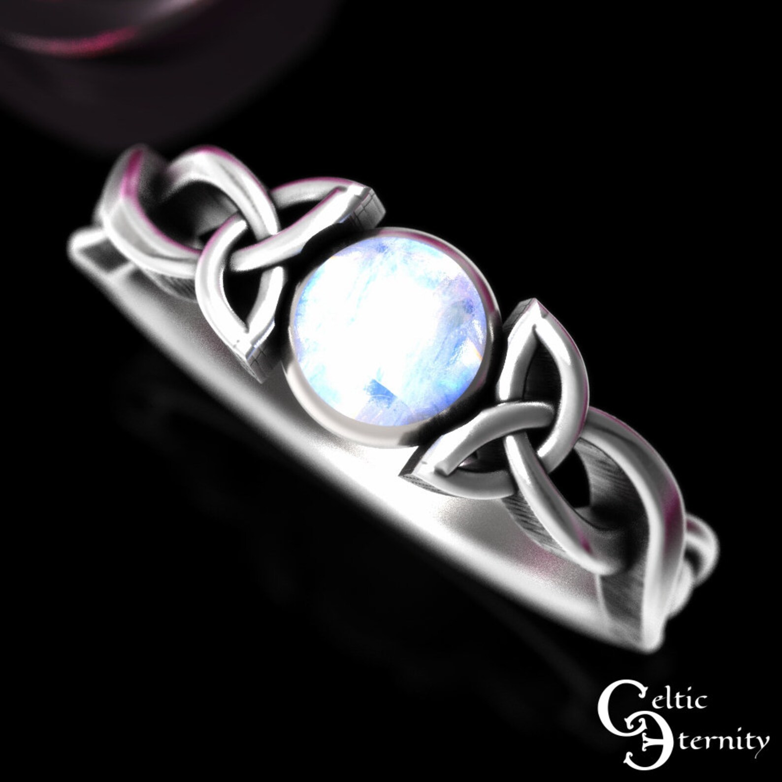 Rainbow Moonstone Ring Sterling Celtic Engagement Moonstone - Etsy